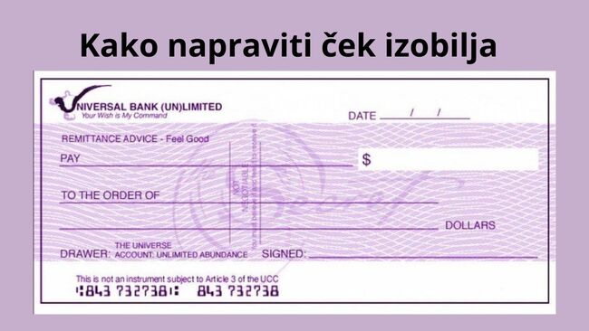 Vaše izobilje u vašim rukama! Kako napraviti ček izobilja.